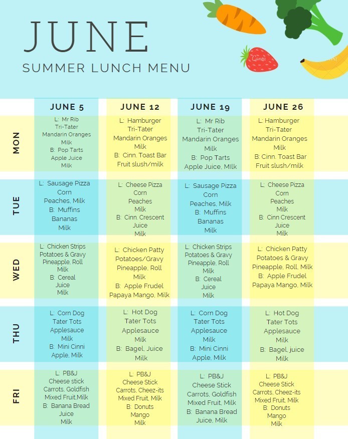 June Lunch & Breakfast Menu | Kingman Elementary School